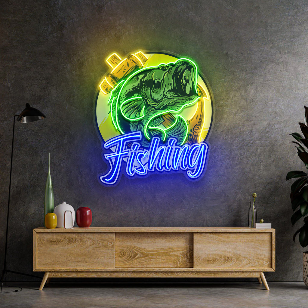 Fishing With A Large Anchor LED Neon Sign Light Pop Art ...