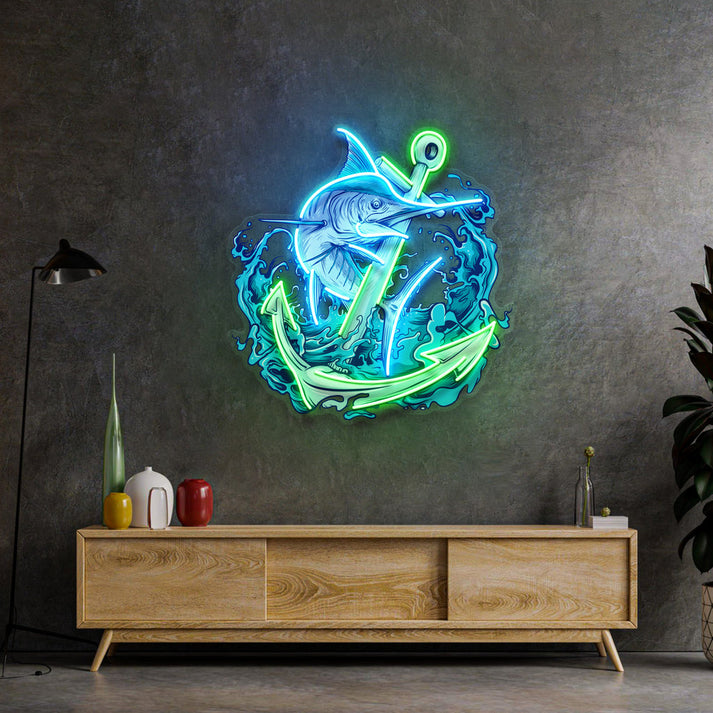 Marlin Fish with Anchor LED Neon Sign Light Pop Art – acrylicsheetsindia