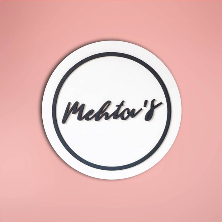 Round Wooden Family Name Board – acrylicsheetsindia