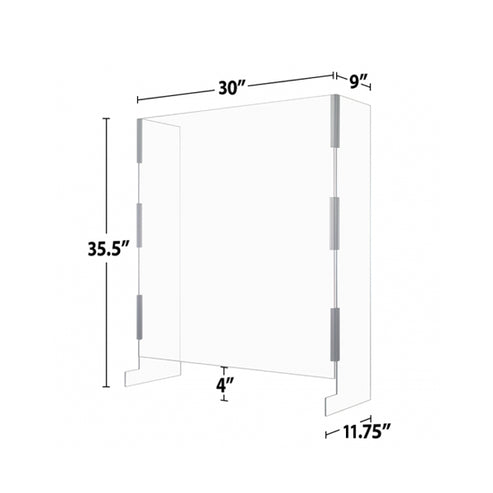 Portable Clear Acrylic U Shape Barrier Shield Ships Flat - 35.5H x 30 ...